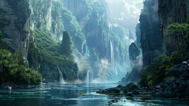 jian_1990_The_river_flows_eastward_with_rolling_waves_surrounde ...