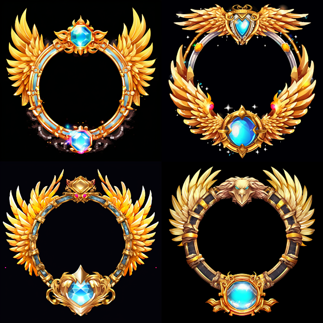 spreadfun_A_game_avatar_frame_with_round_metal_border_with_seve ...