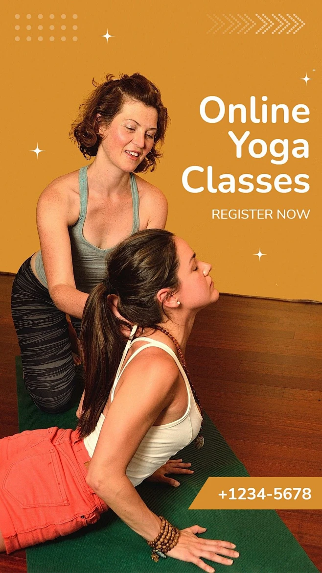 线上瑜伽课程宣传电商竖版海报Gym Yoga Lessons Program Promo Ecommerce Story素材-花瓣网