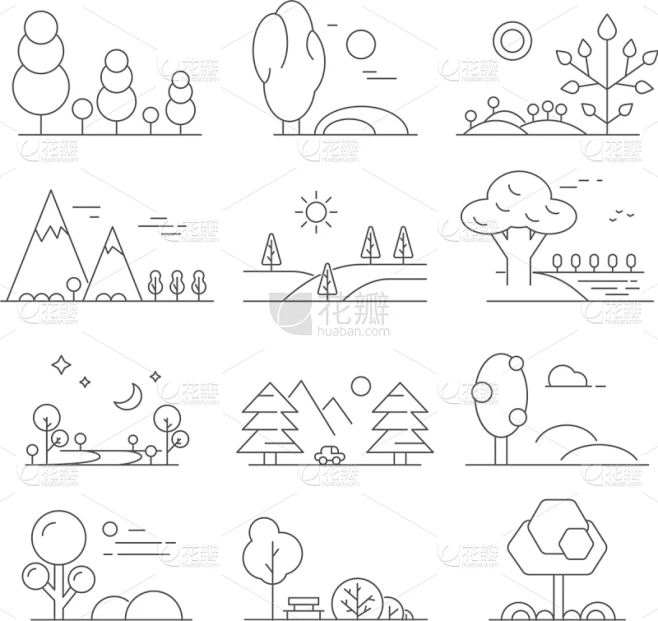 莫诺湖,轮廓,符号,地形,分界线,环境,直的,公园,树素材-花瓣网