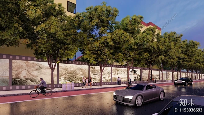 现代城市道路及沿街景观设计效果图欣赏_【知末效果图】-花瓣网