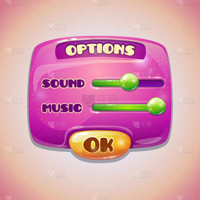 粉色卡通选项面板
