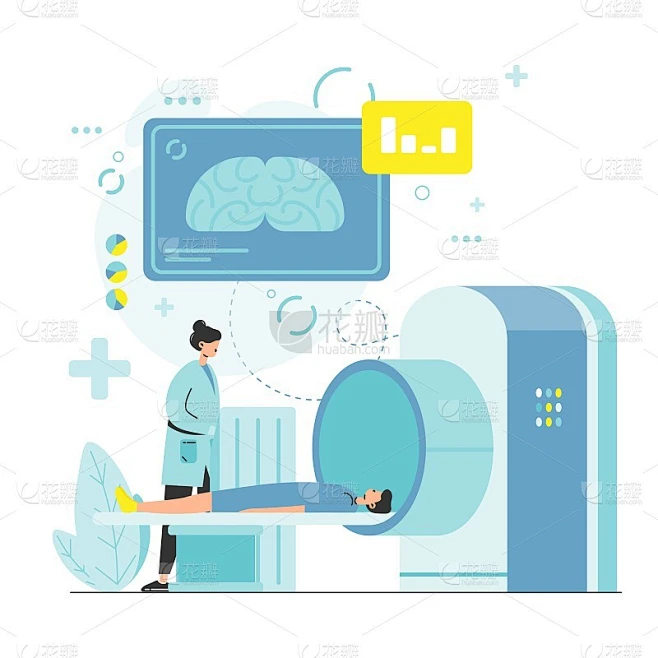 MRI检查，ct扫描程序，矢量图。磁共振成像。核磁共振成像扫描仪,机器。素材-花瓣网