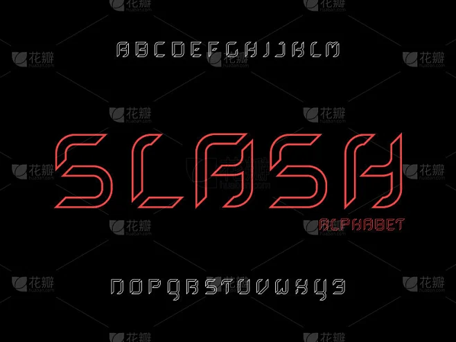 Slash font. Vector alphabet素材-花瓣网