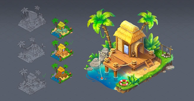 Hut by the sea-花瓣网