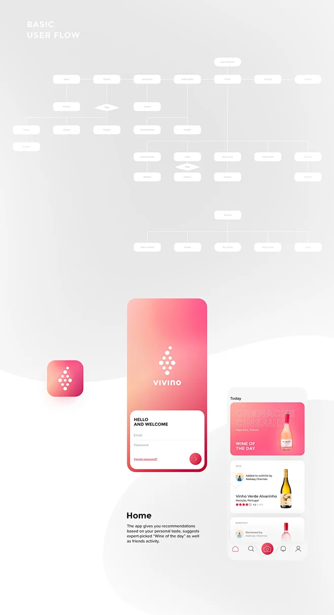 app application clean gradient Mobile app redesign vivino wine UI ux-花瓣网
