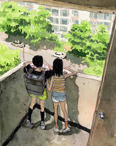 seongryul（水彩画师）-花瓣网|陪你做生活的设计师 | n August 01, 2021. May be a cartoon of ...