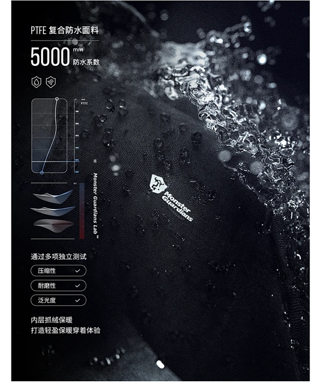 Monster Guardians男子黑色软壳冲锋衣 防风防水运动夹克户外外套-tmall.com天猫-花瓣网