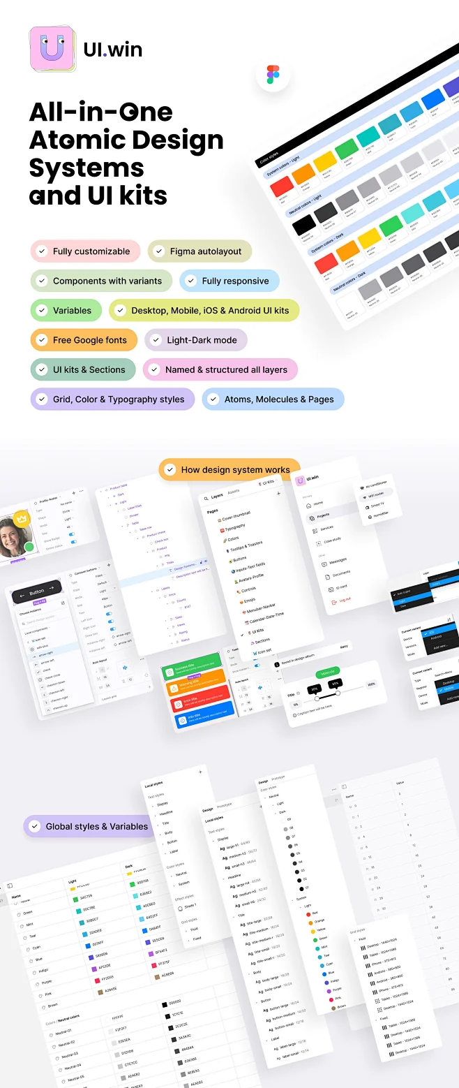 UI-win: All-in-One Atomic Design System & UI kits — Figma Resources on ...