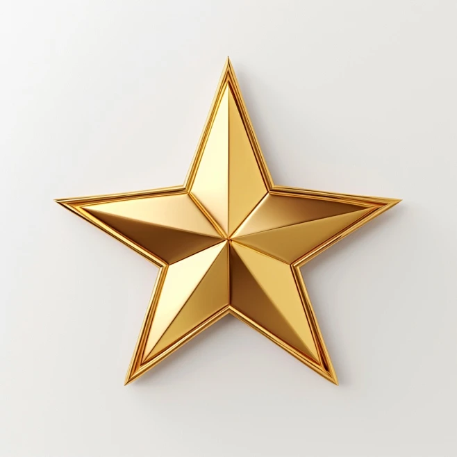 flat gold five pointed star,3D rendered,icon,flat design,white background-花瓣网