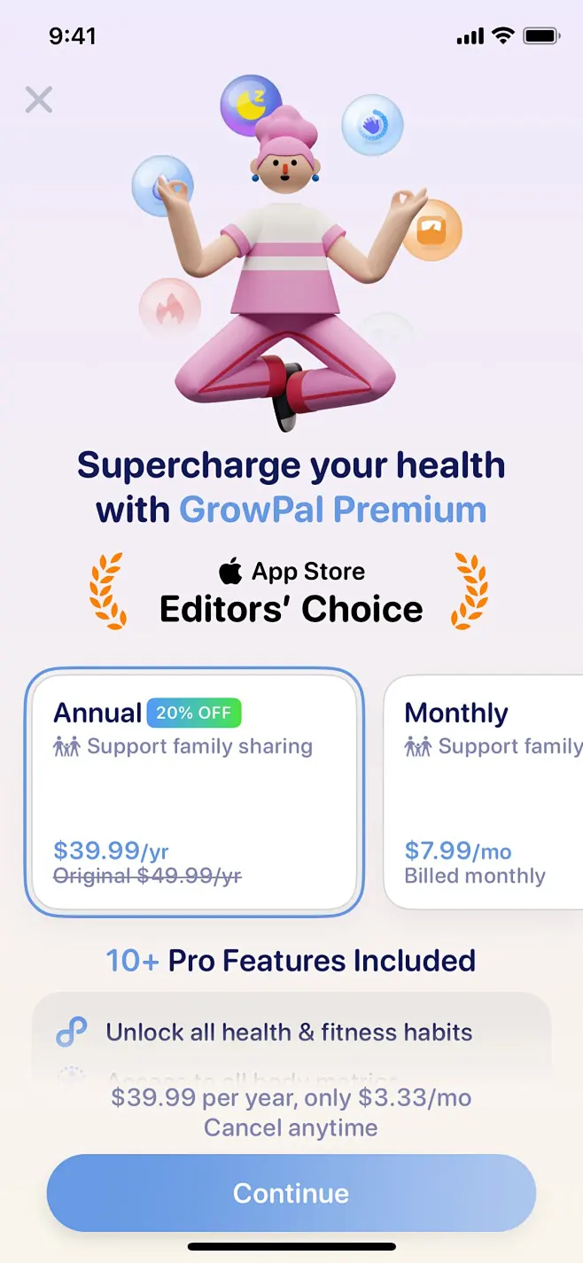 GrowPal 网页截图、付费墙和订阅 UI-花瓣网
