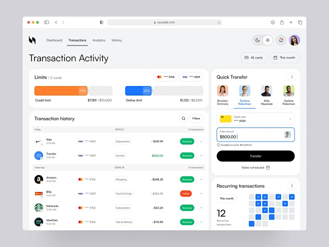 Transaction Activity Page by Outcrowd UI/UX on Dribbble-花瓣网
