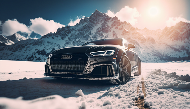 audi, snow mountain, 8k, high quality, RTX, ultra shader, ultra ...