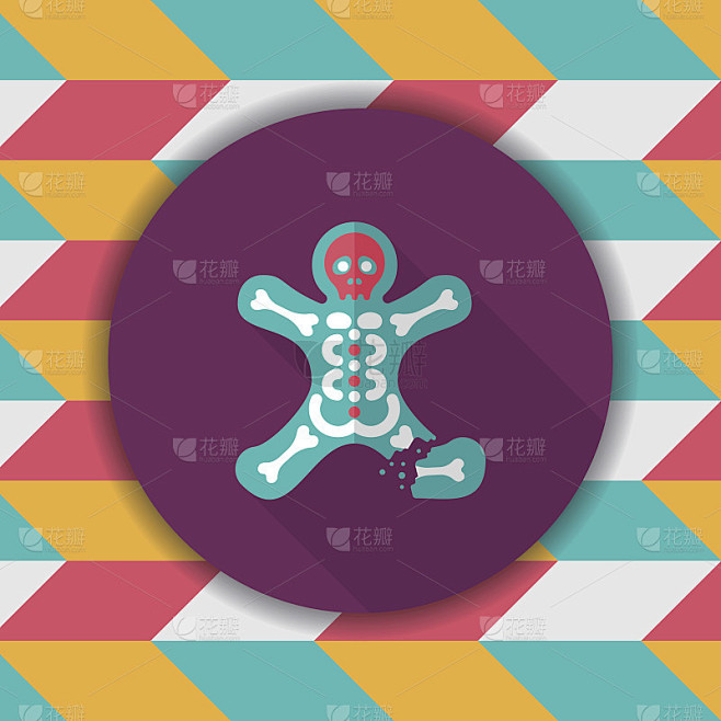 Skeleton flat icon with long shadow,eps10