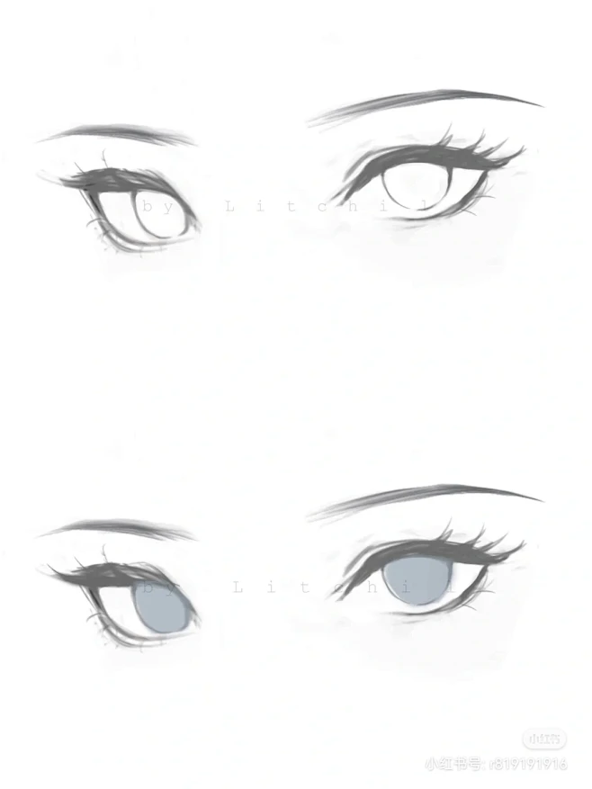 二次元动漫漂亮的眼睛画法-花瓣网