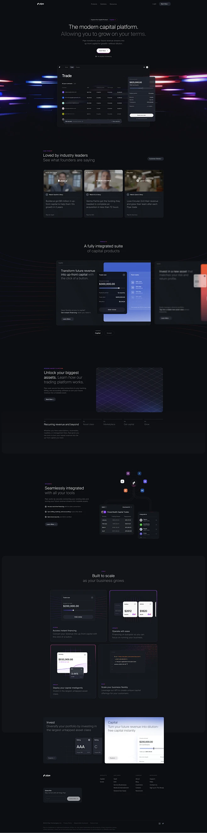 Pipe Landing Page Example: Grow on your terms with fast, flexible ...