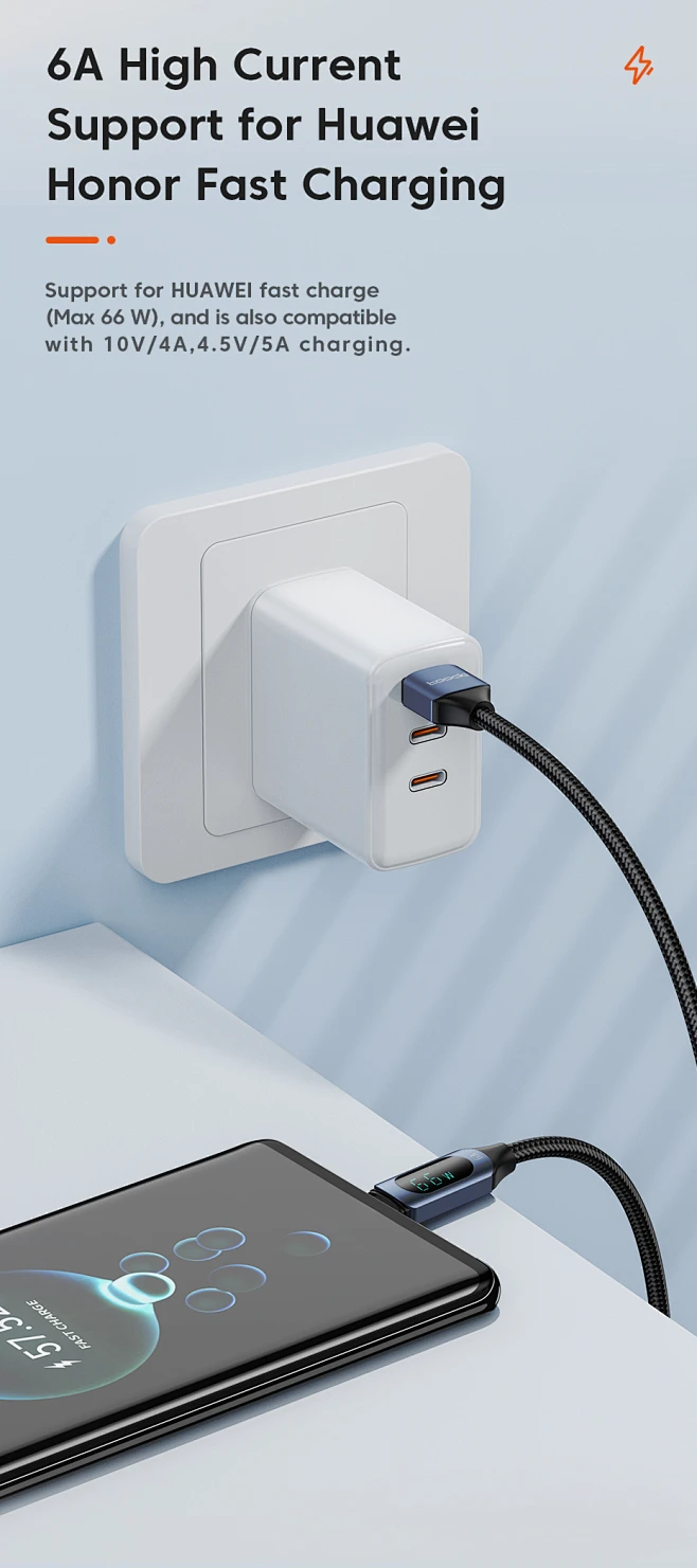 0.99US $ 84% de DESCUENTO|Toocki Cable USB tipo C con pantalla Digital, Cable de datos de carga ...