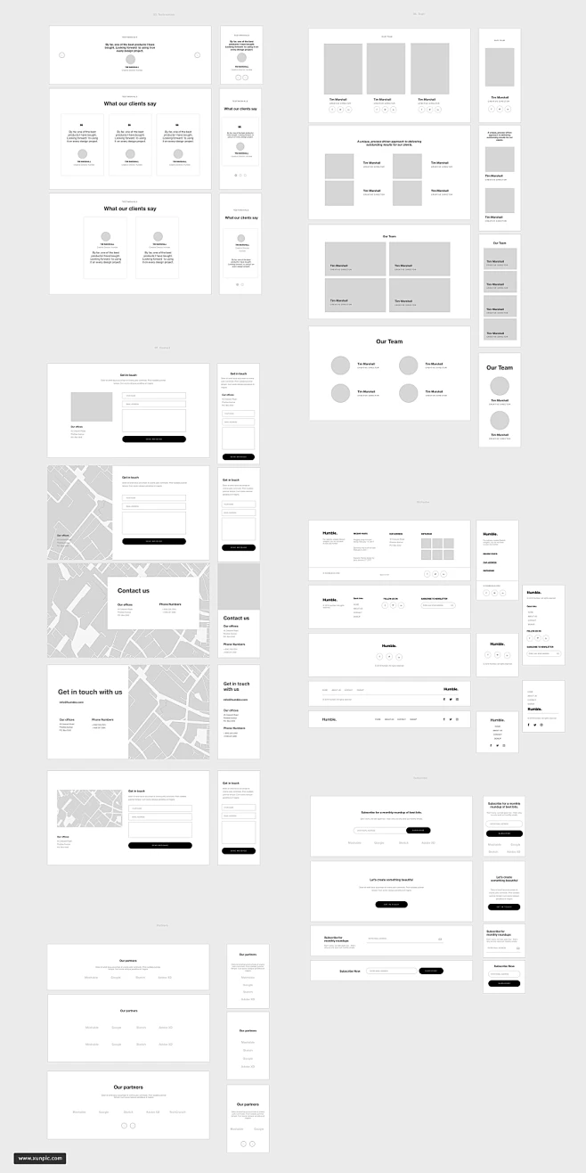 200个用于设计企业网站的线框模块，用于企业网站的Web Wireframe Kit 设计模板 -花瓣网