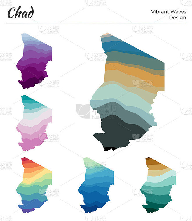 Set of vector maps of Chad.