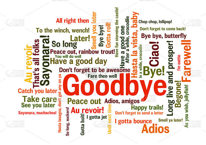Goodbye Word Tag Cloud, how to say farewell