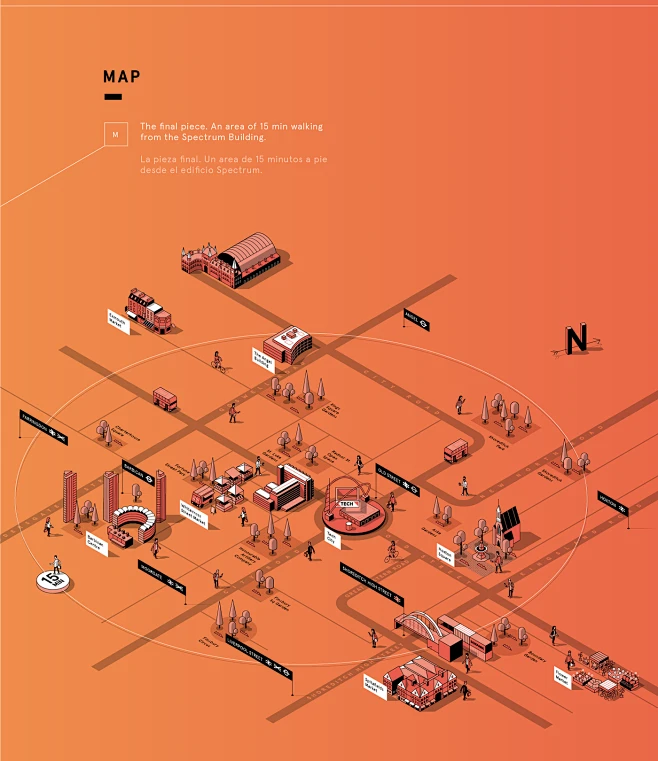 map Isometric line people London city-花瓣网