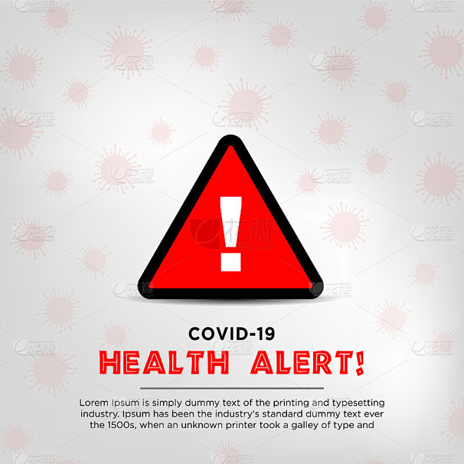 COVID19 Health Alert sign with danger red pandemic