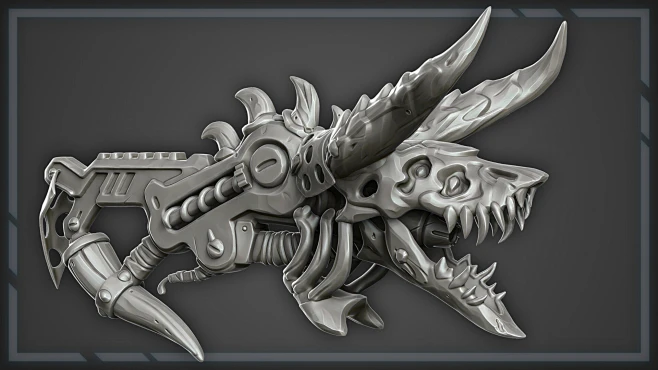 Stylized demonic gun (from Wayfinder)-花瓣网