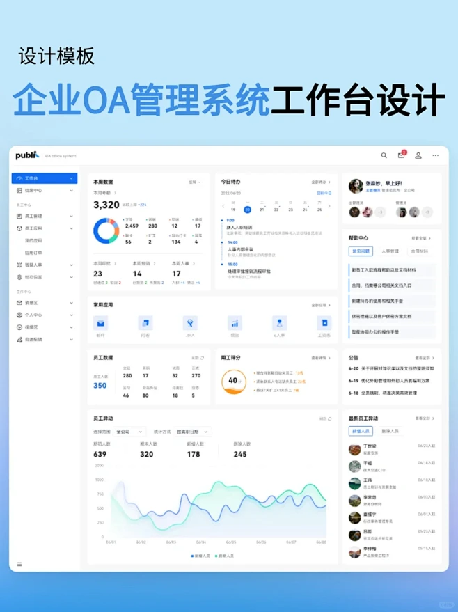 B端设计｜企业OA管理系统工作台界面设计-花瓣网