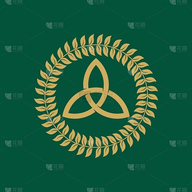 基督教的插图。由花环构成的三位一体的象征。