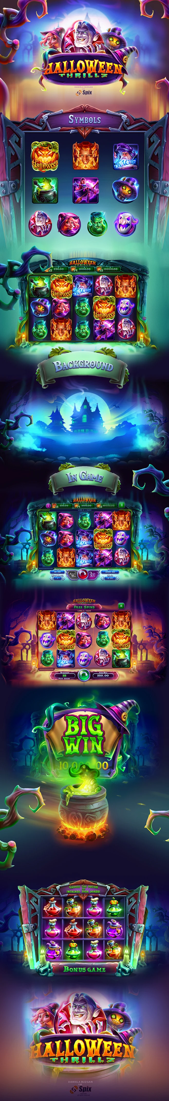 Slot game art for Halloween created for Spix.pt. -花瓣网