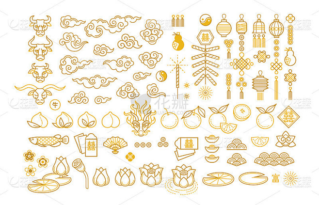 Vector icons set, banner, card with a illustration