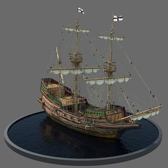 Best Galleon 3D model, ship galleon buccaneer brigantine schooner boat ...