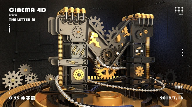C4D金属字体/字母海报/banner_小茹01120_海报图片-致设计图片_C4D/2.5D图片素材-花瓣网