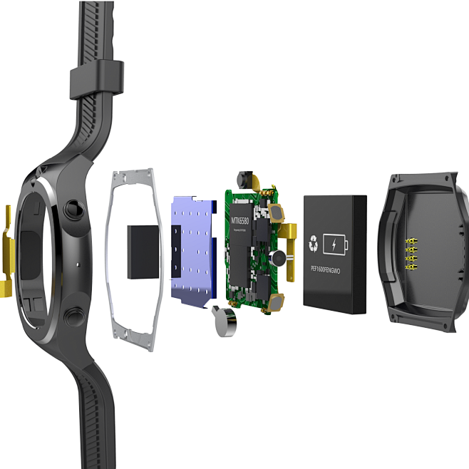 智能电子表手表内部爆炸拆件图