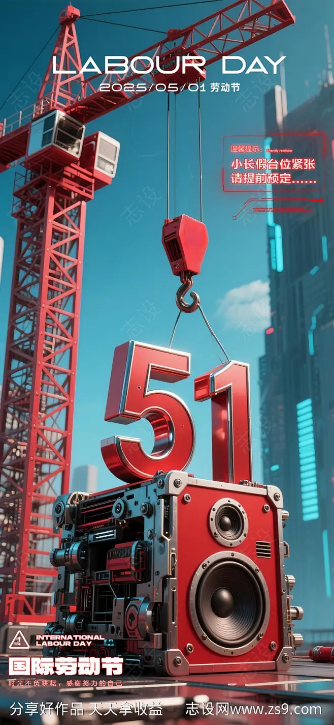 酒吧夜店五一劳动节51红色巨型音箱-源文件-志设网-zs9.com-花瓣网