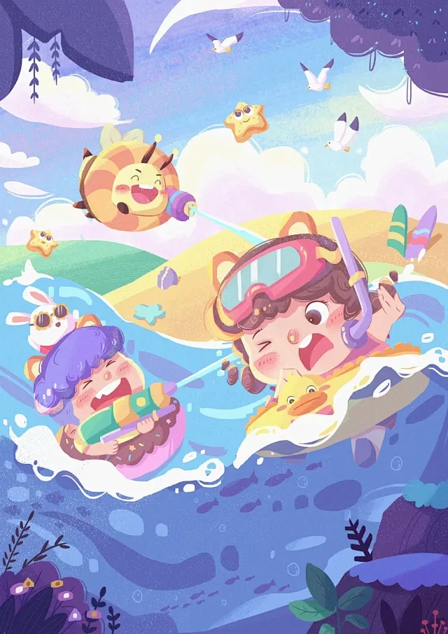 插画玩滑梯的小孩 - 小红书搜索-花瓣网