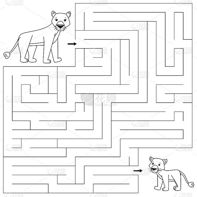Maze game for children. Help the lioness find righ
