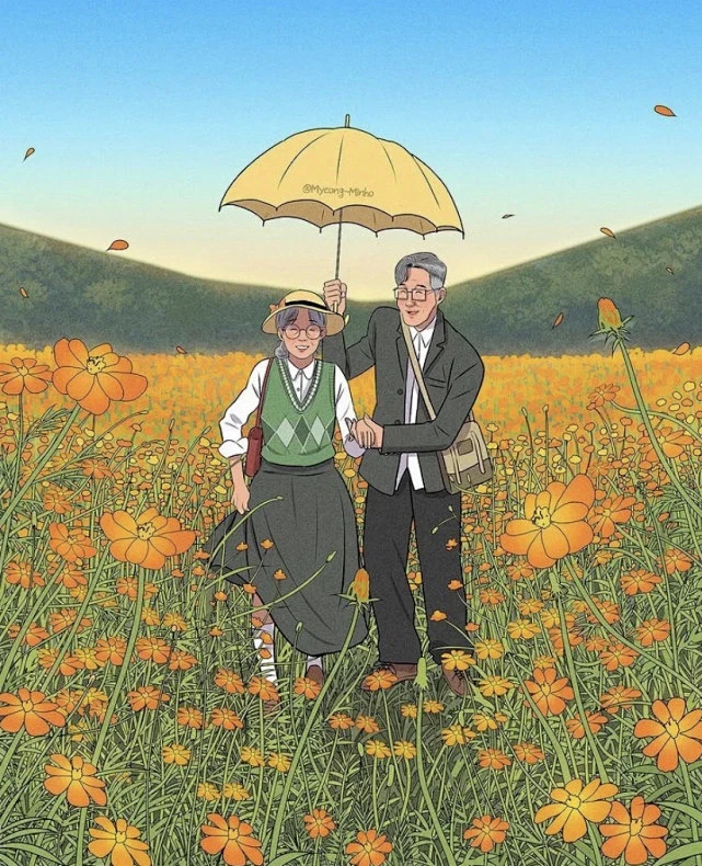 【韩国插画师Myeong-Minho作品欣赏】—— 我能想到最浪漫的事，就是和你一起慢慢变老！-花瓣网