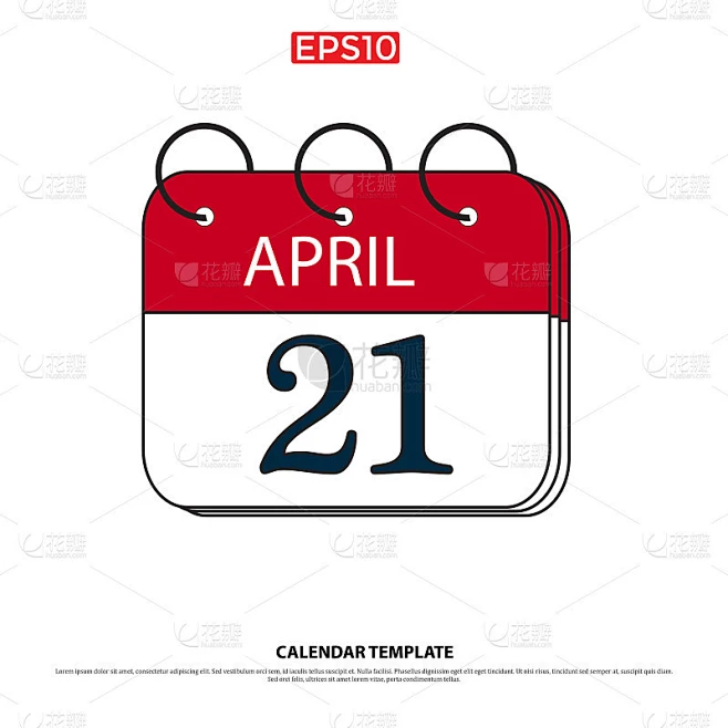 April 21.Calendar icon.Vector illustration,flat st素材-花瓣网