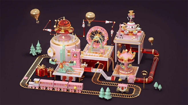 9款C4D流水线小工厂主题-花瓣网