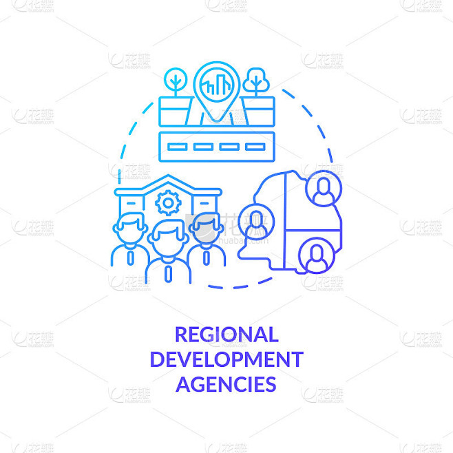 区域发展机构概念图标