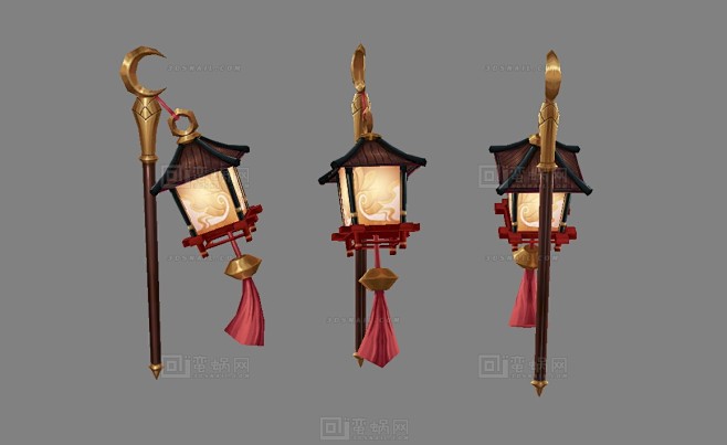 古代灯笼 手提灯笼 宫灯 - 场景模型 蛮蜗网
