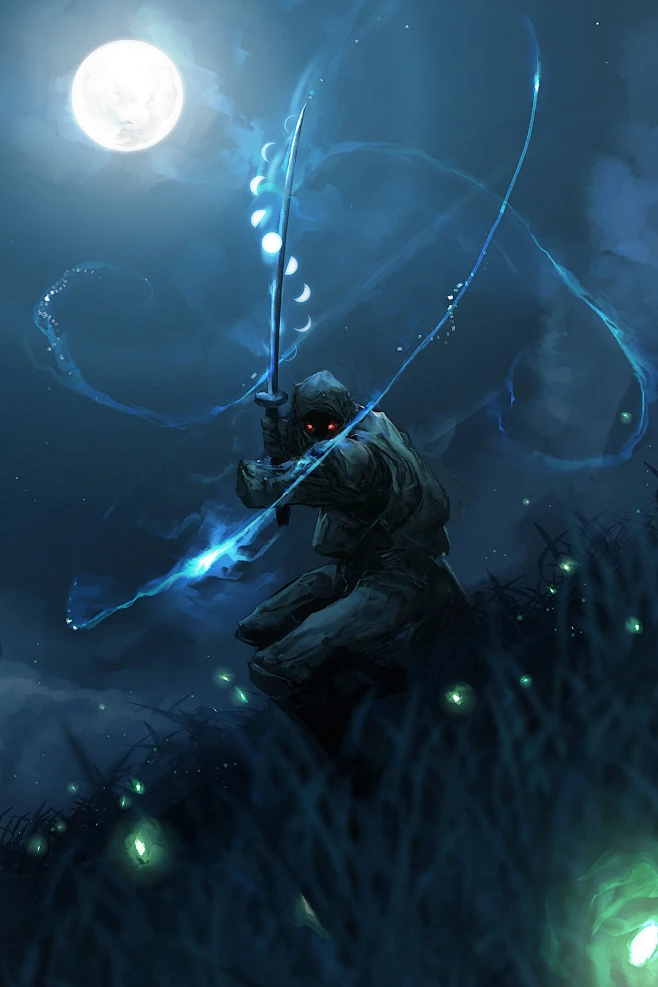 General 1200x1800 Aaron Nakahara Moon portrait display sword red eyes ...
