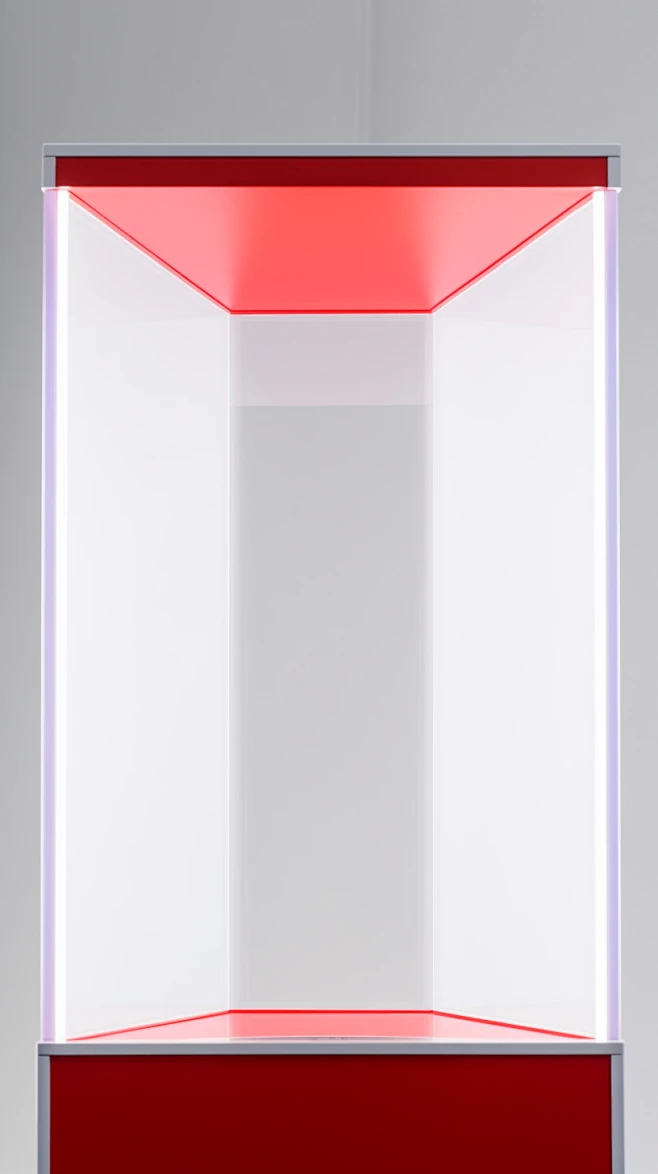 **White gold on red merchandise display stand-花瓣网