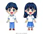 手绘卡通Q版校服男女学生人物元素图片素材-花瓣网