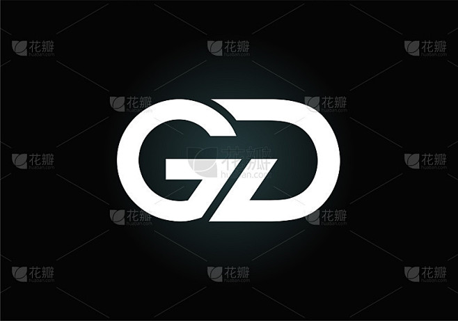首字母GD标志与创意现代商业印刷矢量模板。创意抽象字母GD