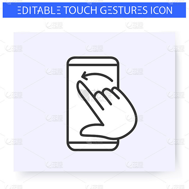 Flick finger hand gesture line icon.