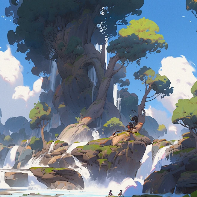 AIGC_Cartoon scene-花瓣网