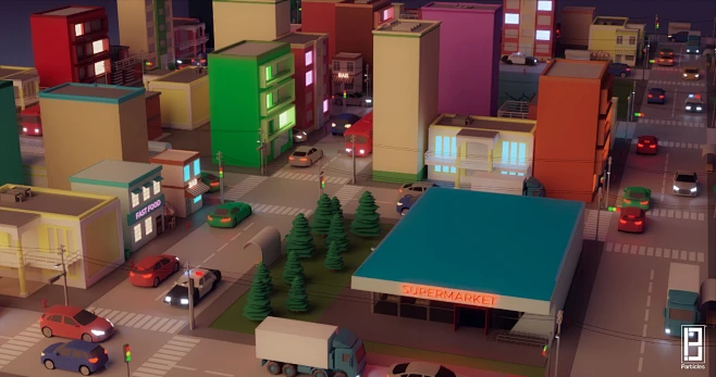 Lowpoly town in blender, 13 Particles Studio : Bustling roads ...