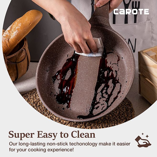 Amazon.com: Carote Granite Nonstick Cookware Sets, 10 Pcs Pots and Pans ...